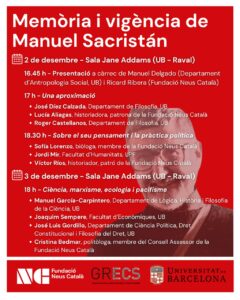 Jornadas «Memoria y vigencia de Manuel Sacristán» en Barcelona – Manuel ...